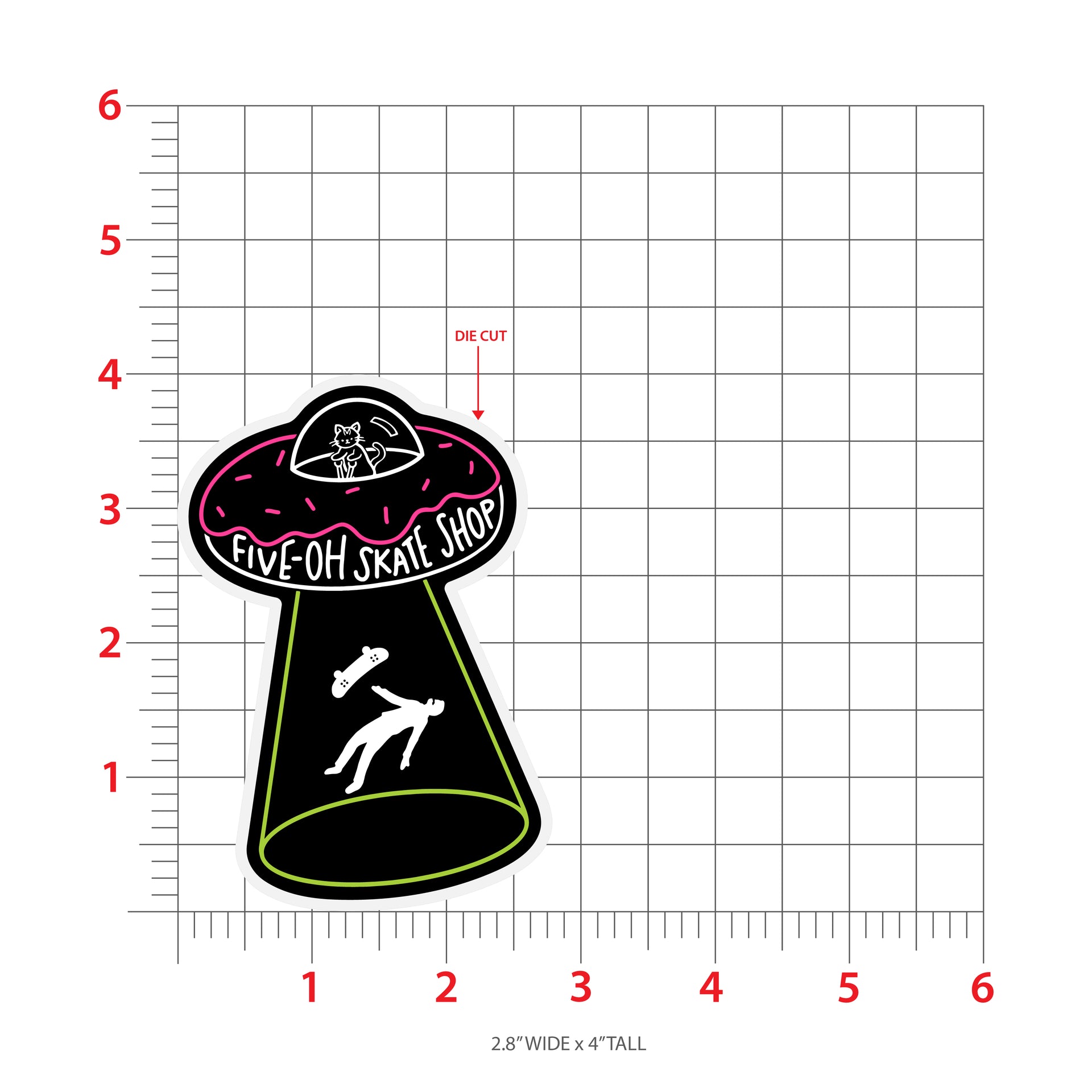 Five Oh Spaceship Sticker